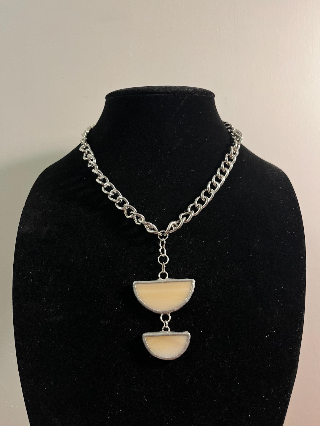 Yellow Double Half-circle Stained Glass Necklace - Etsy