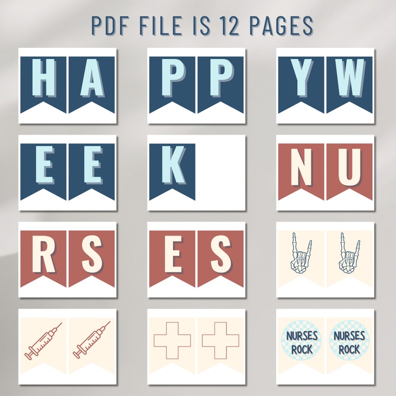 Nurses Week PDF Printable Banner Healthcare Appreciation Nurse Printables Modern Nurse Instant ...