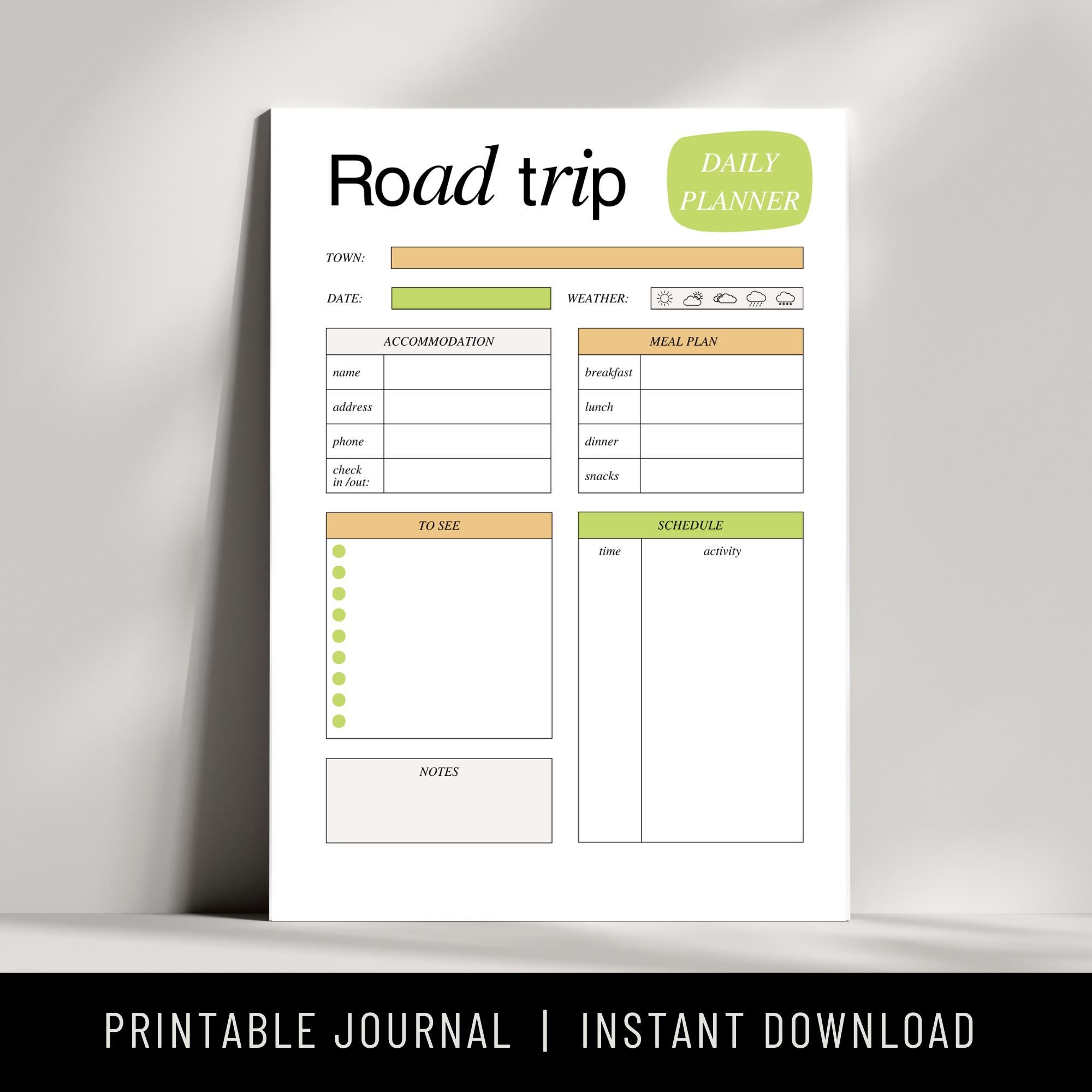 Printable Journal Trackers Travel Checklist Downloadable Travel Planner ...