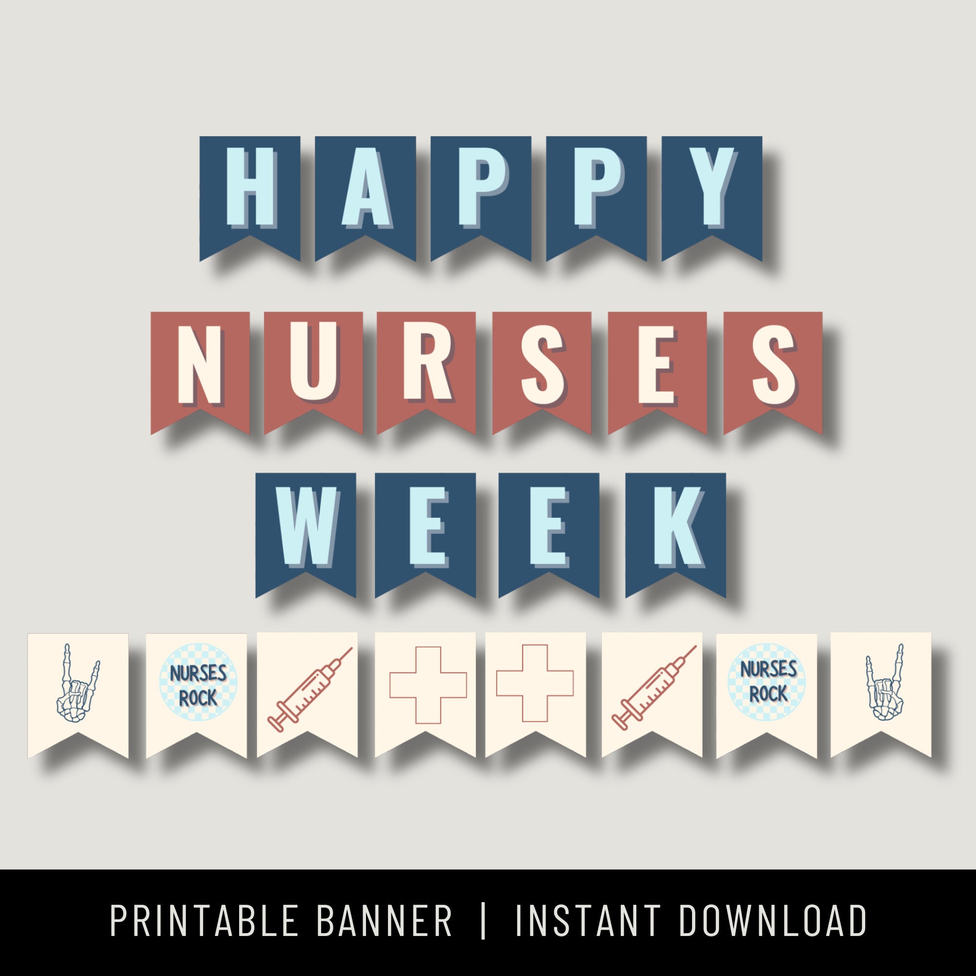 Nurses Week PDF Printable Banner Healthcare Appreciation Nurse Printables Modern Nurse Instant ...