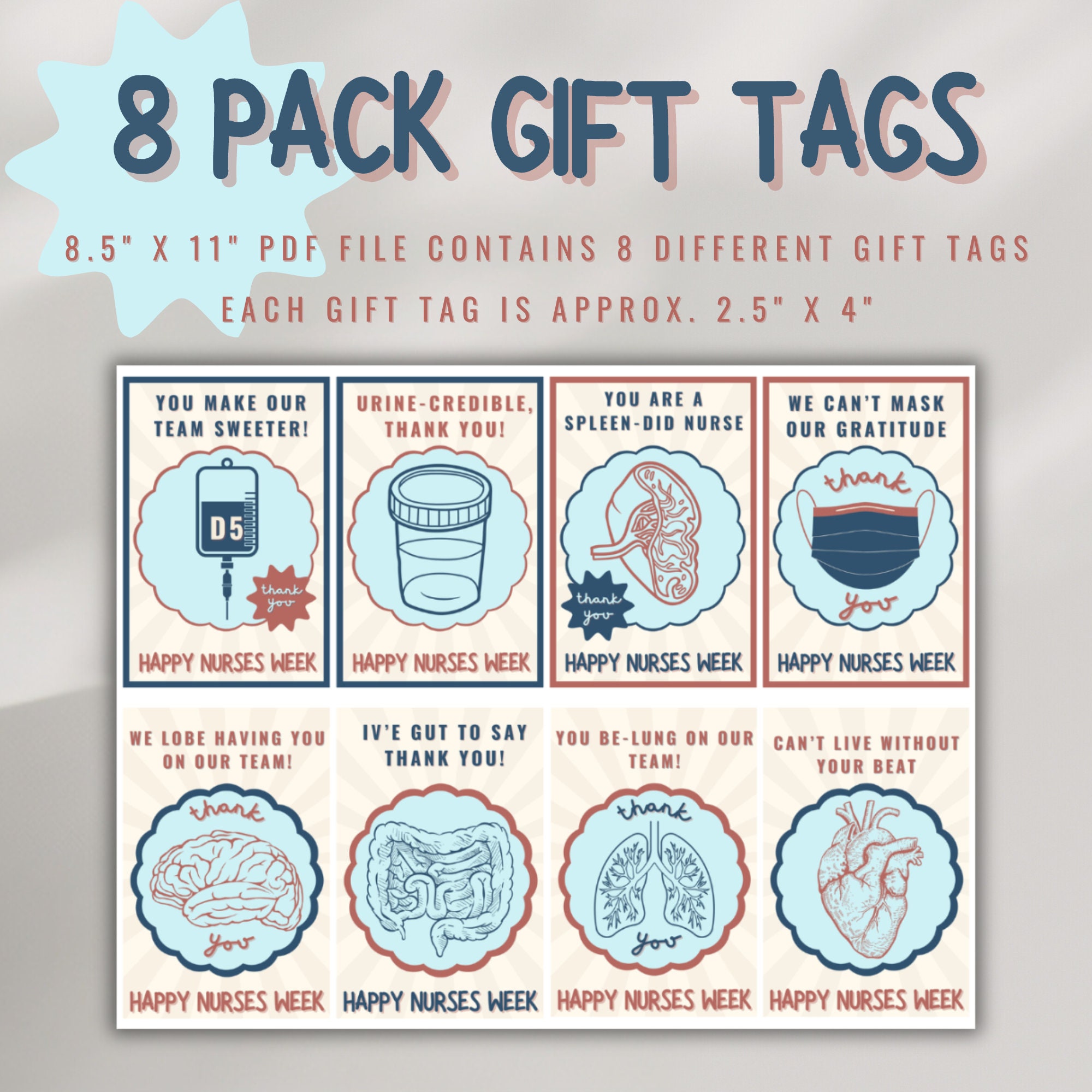 Funny Gift Tags Nurses Week Printable Gift Tags Nurse Appreciation ...