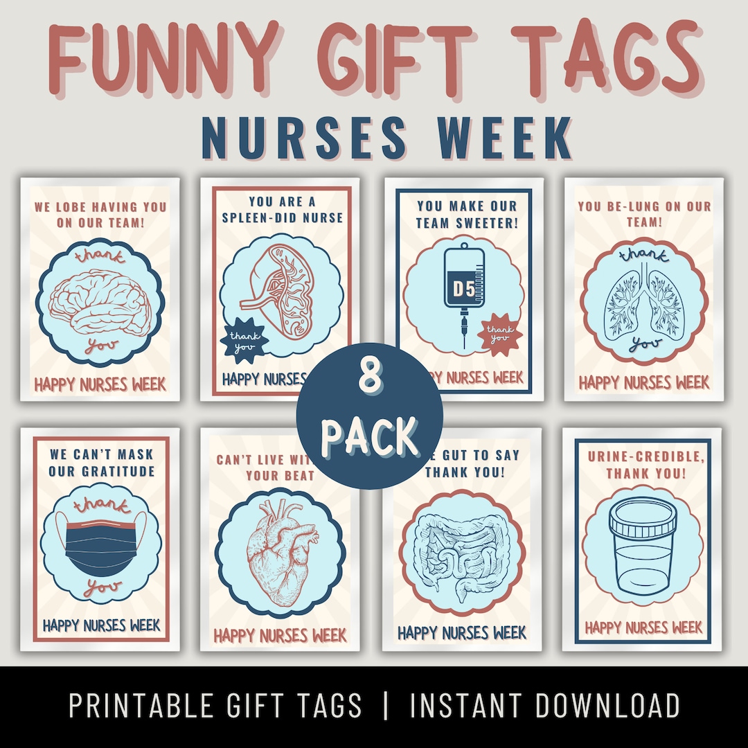 Funny Gift Tags Nurses Week Printable Gift Tags Nurse Appreciation ...