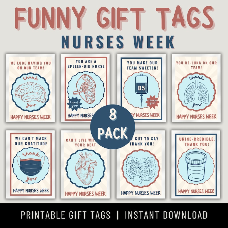 Funny Nurses Week Gift Tags, Healthcare Thank You (PDF Printable) - Etsy