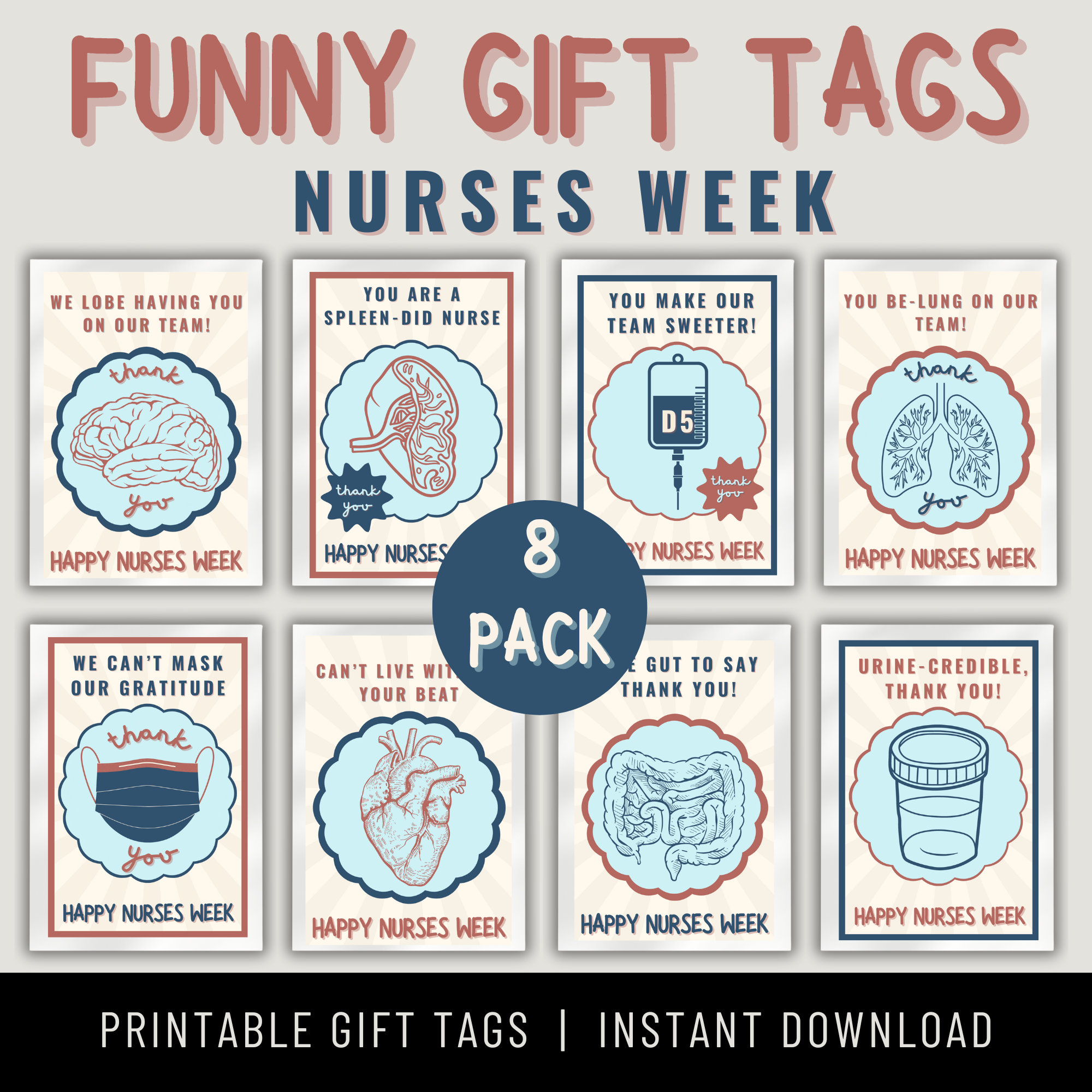 Funny Gift Tags Nurses Week Printable Gift Tags Nurse Appreciation ...