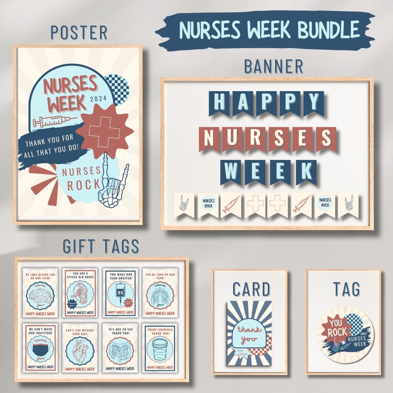 Nurses Week PDF Printable Banner Healthcare Appreciation Nurse Printables Modern Nurse Instant ...