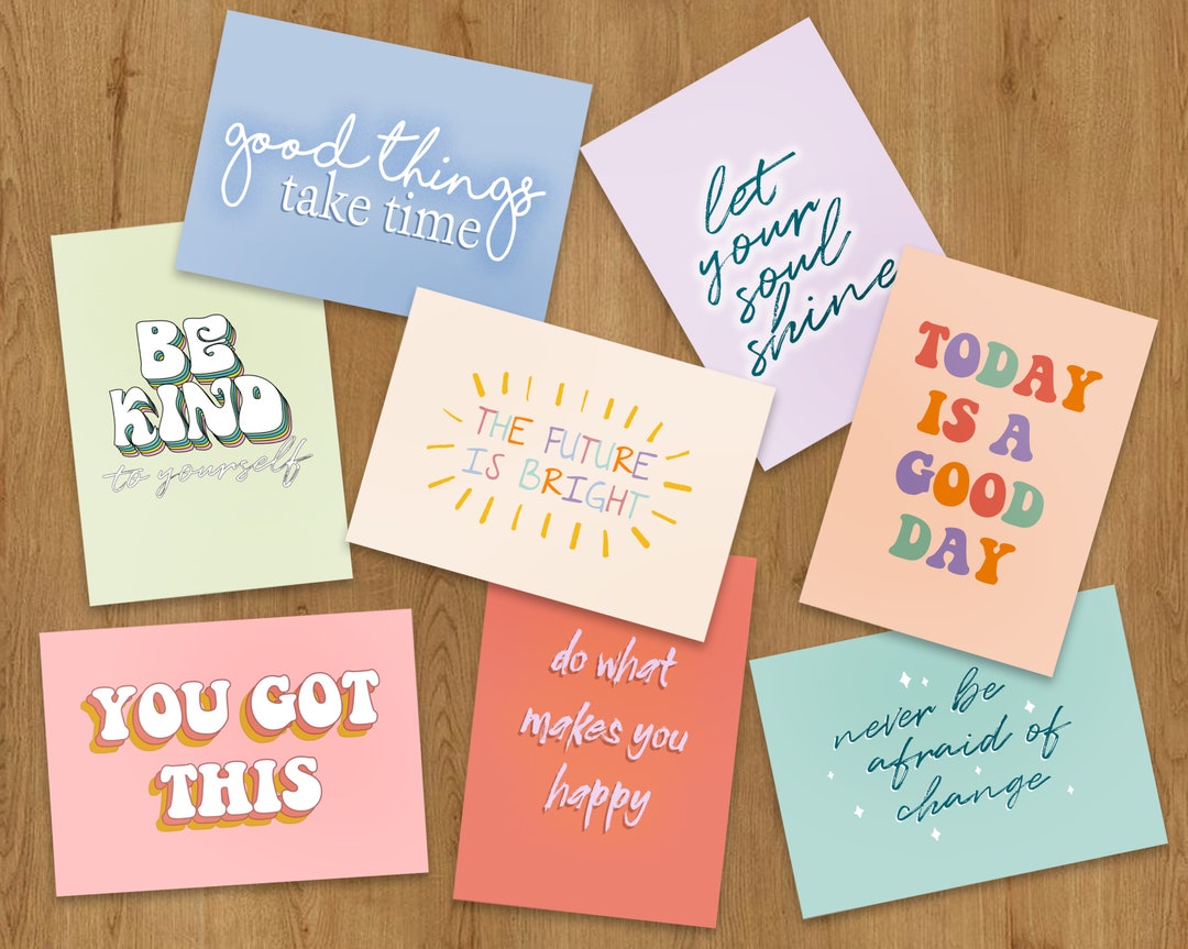 Set of 8 - Printable Positivity Postcards - Instant Download - Etsy