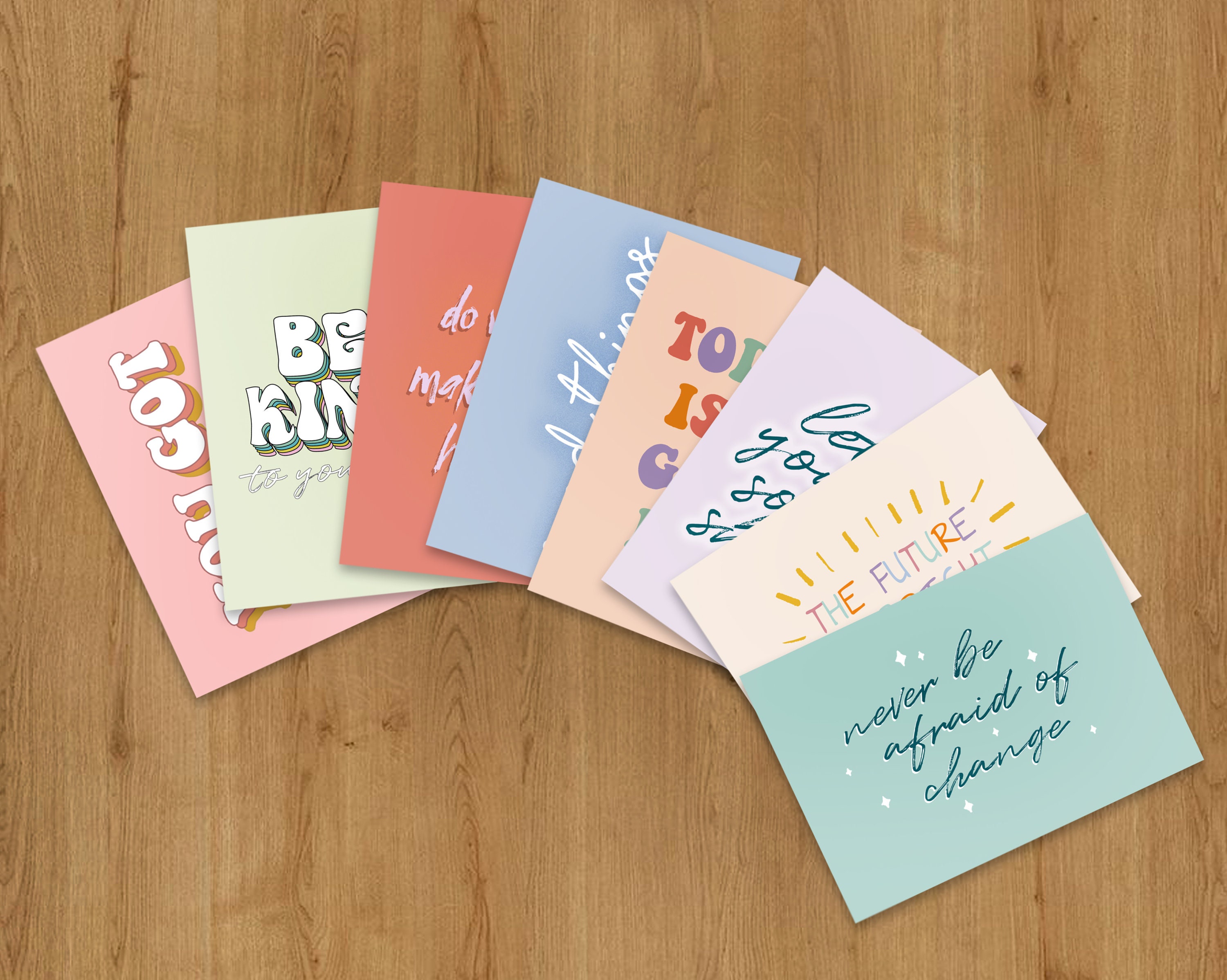 Set of 8 - Printable Positivity Postcards - Instant Download - Etsy