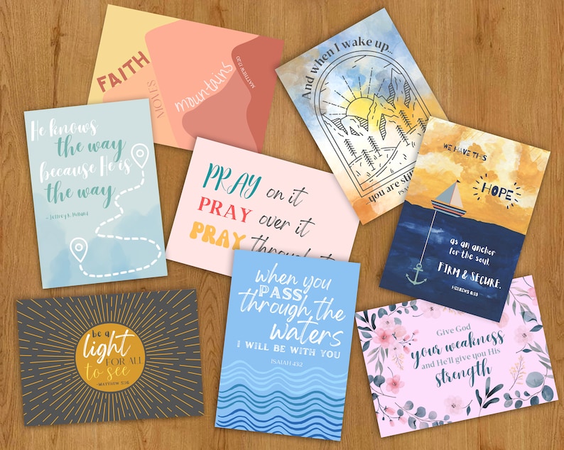 Set of 8 - Printable Christian Religious Postcards - Instant Download ...
