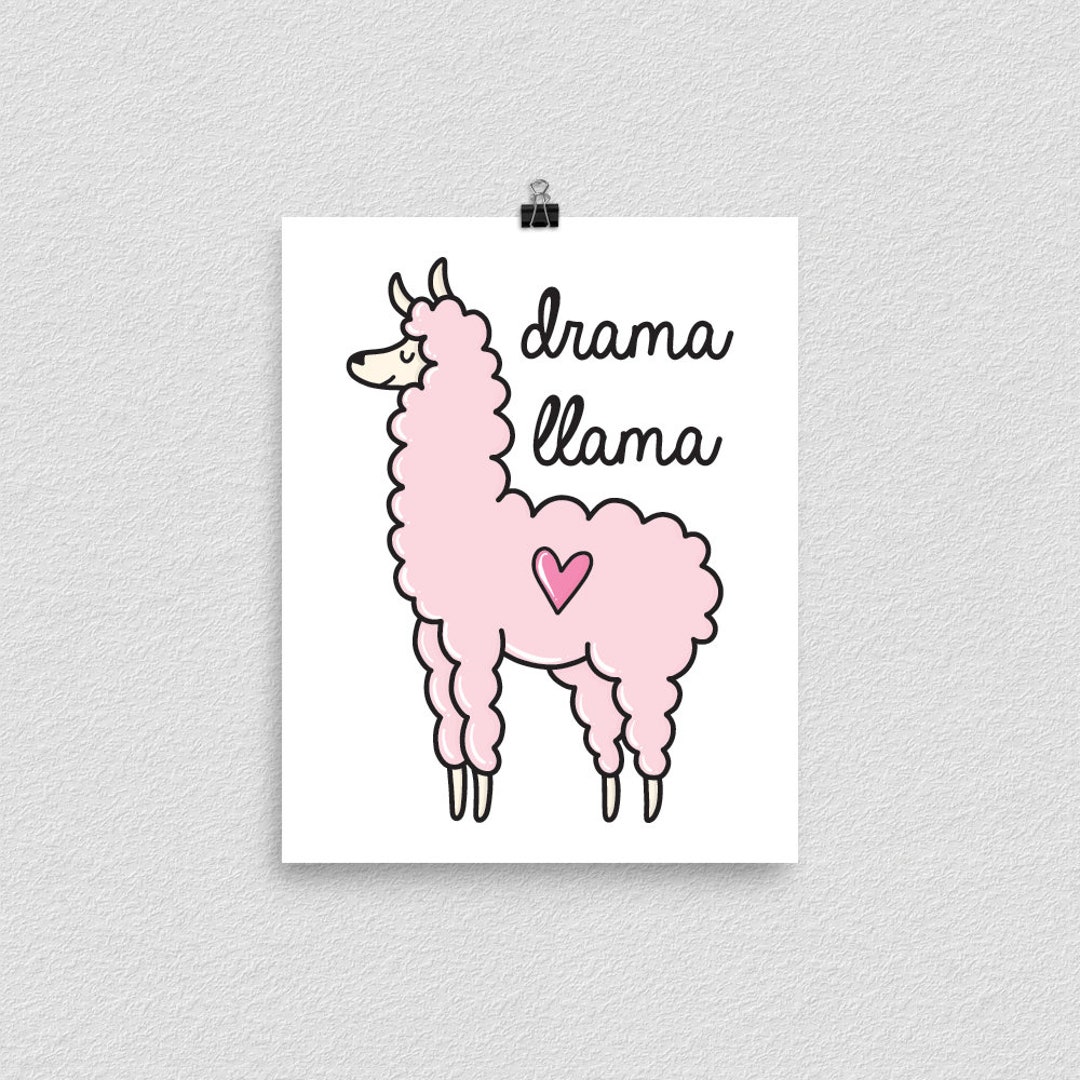 Drama Llama, Wall Art Print, Dorm Room Decor, Girl's Bedroom, Teenage ...