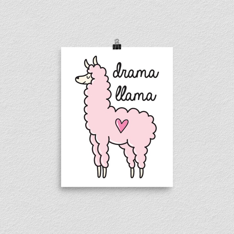 Drama Llama Wall Art Print Dorm Room Decor Girl's | Etsy
