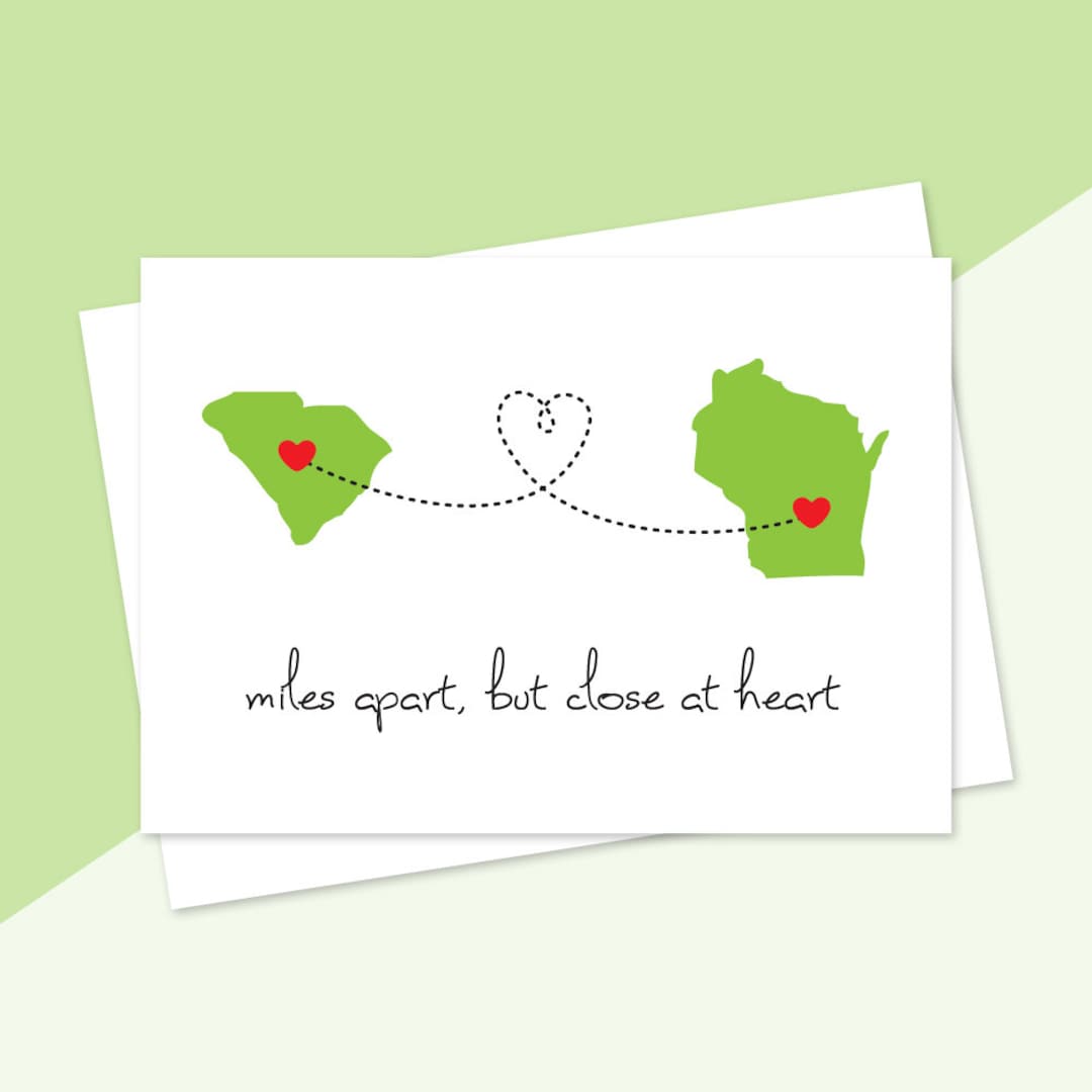 Personalized States, Greeting Card, Boyfriend Girlfriend, Long Distance ...