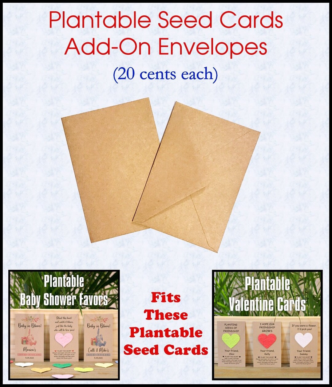Plantable Seed Card Envelopes Kraft Style Add on Envelopes for ...