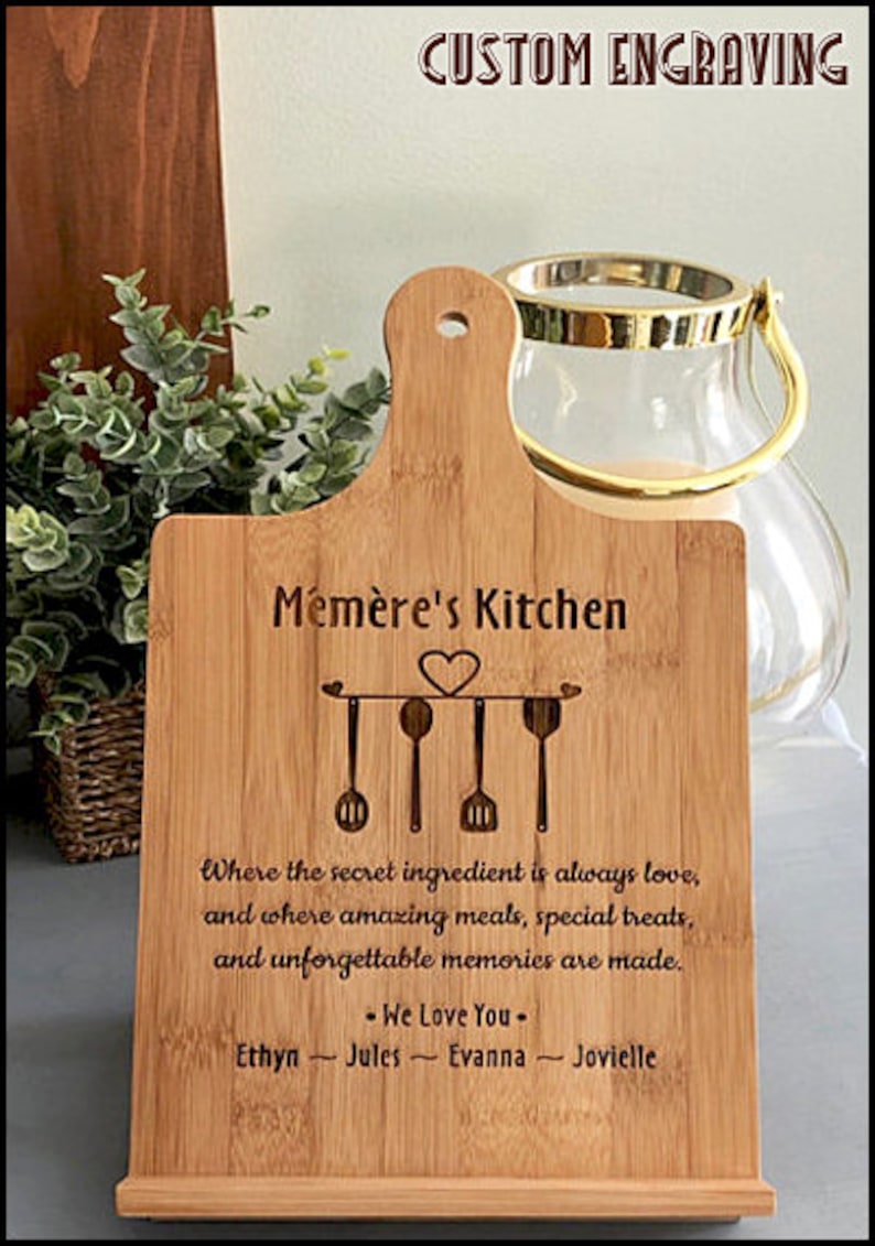 Cookbook Holder Recipe Stand Recipe Holder Engraved Bamboo | Etsy