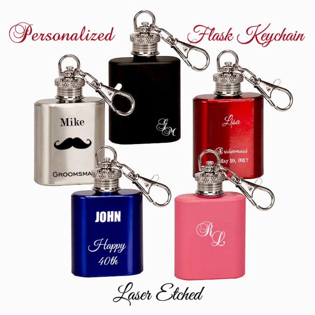 Engraved Mini Flask Keychain, Personalized Flask, Custom Flask ...