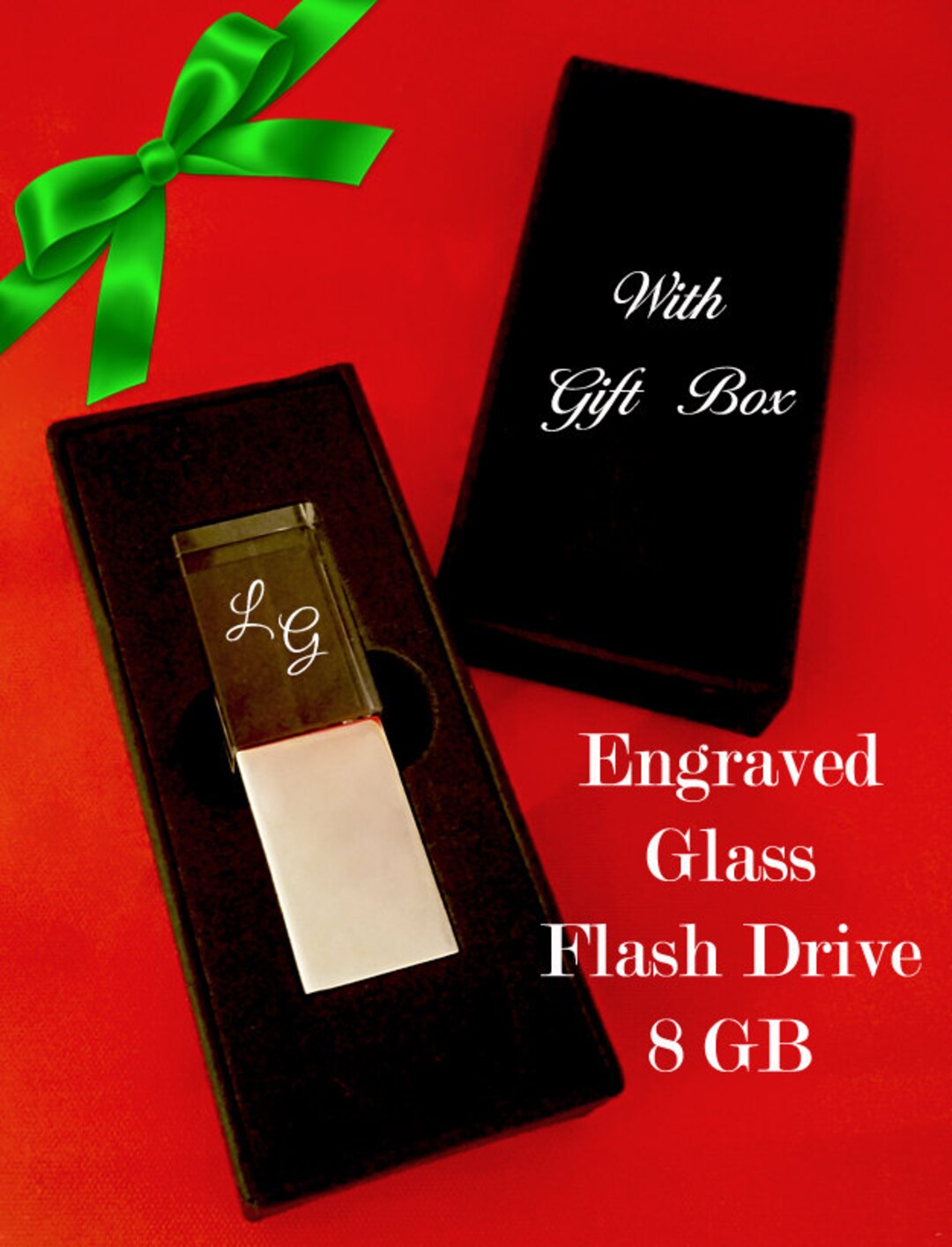 Engraved Glass Flash Drive: Personalized USB Drive With Gift Box (8GB ...