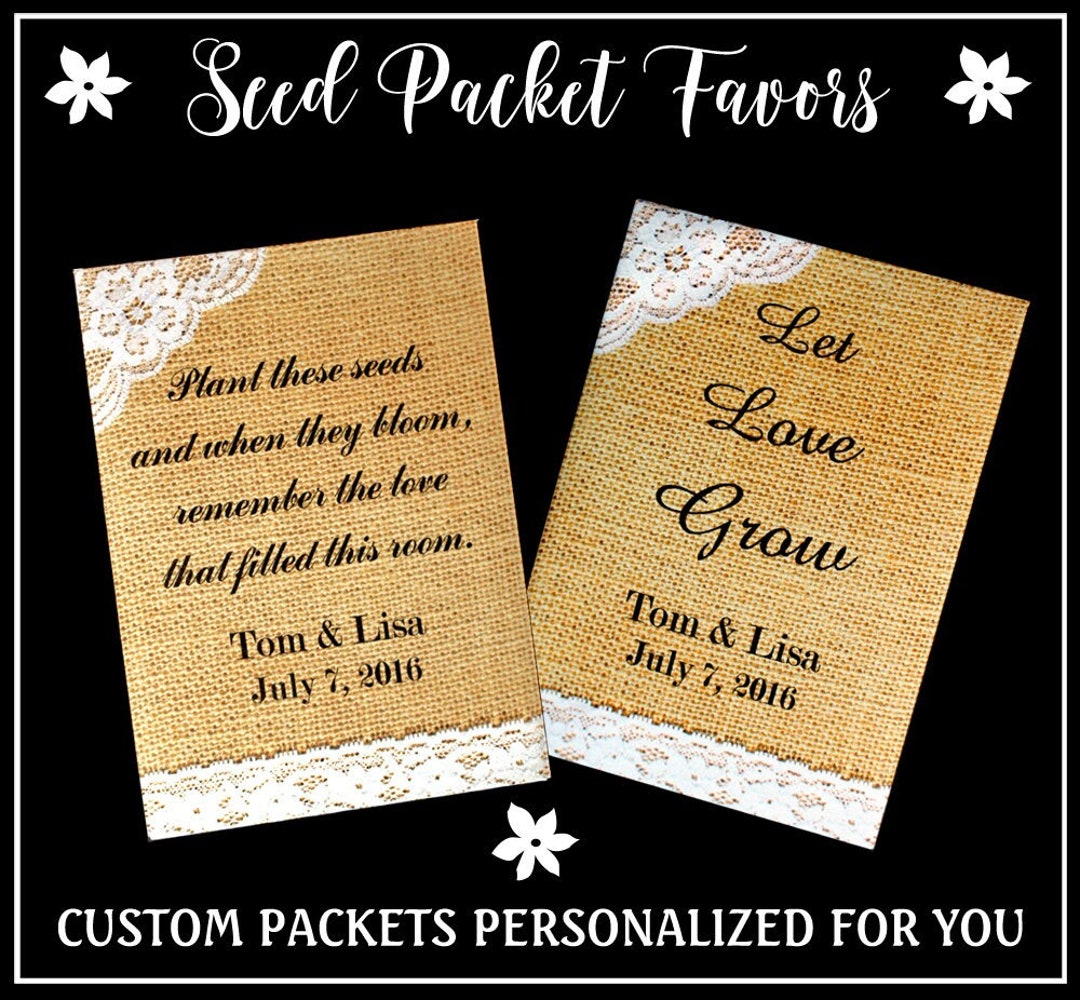 25 Wedding Favor Seed Packets, Personalized Seed Packs With Sunflower ...