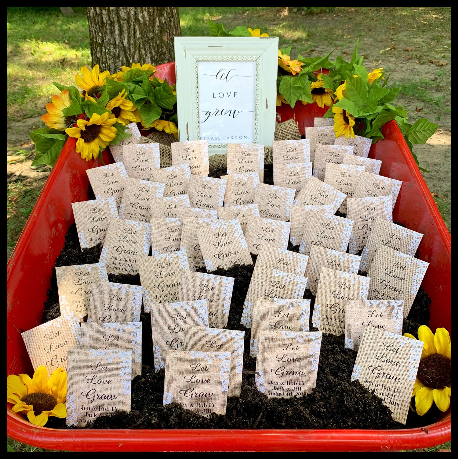 5 Personalized Wedding Seed Packet Favors: Burlap & Lace Style, Let ...