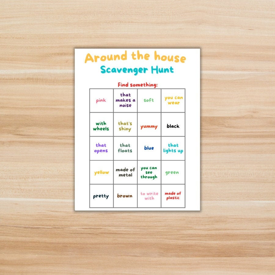 Printable Scavenger Hunt, Around the House, Scavenger Hunt, Digital ...
