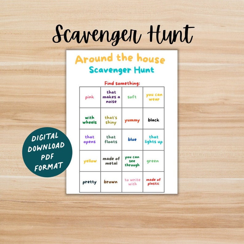 Printable Scavenger Hunt, Around the House, Scavenger Hunt, Digital ...