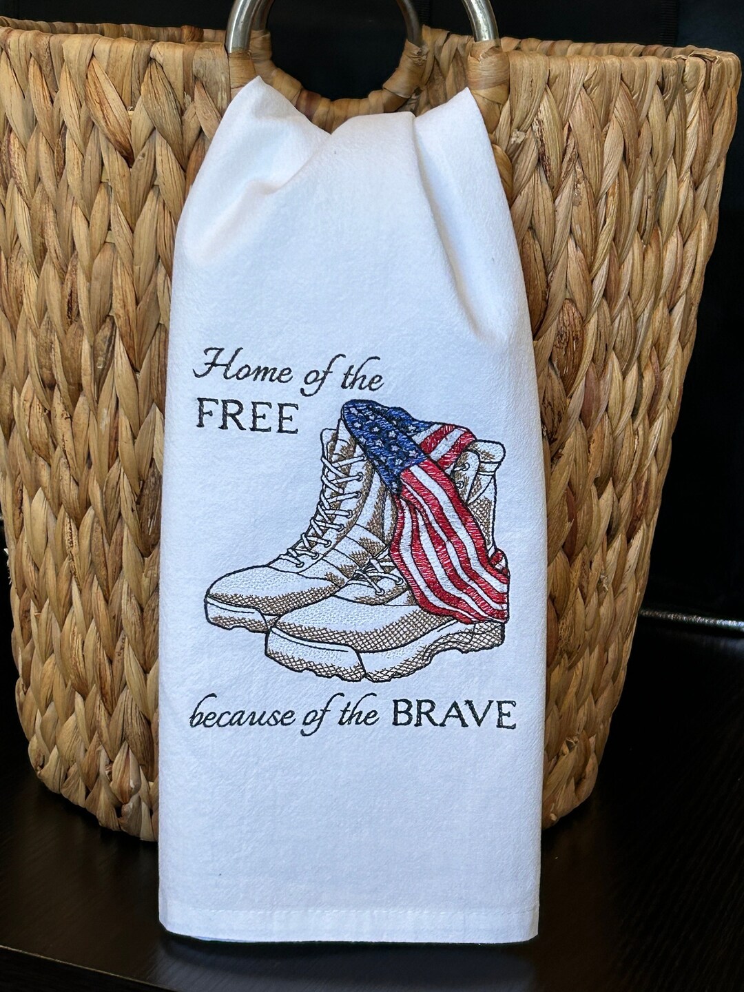 American Flag Themed Patriotic Flour Sack Embroidered Gift Towel ...