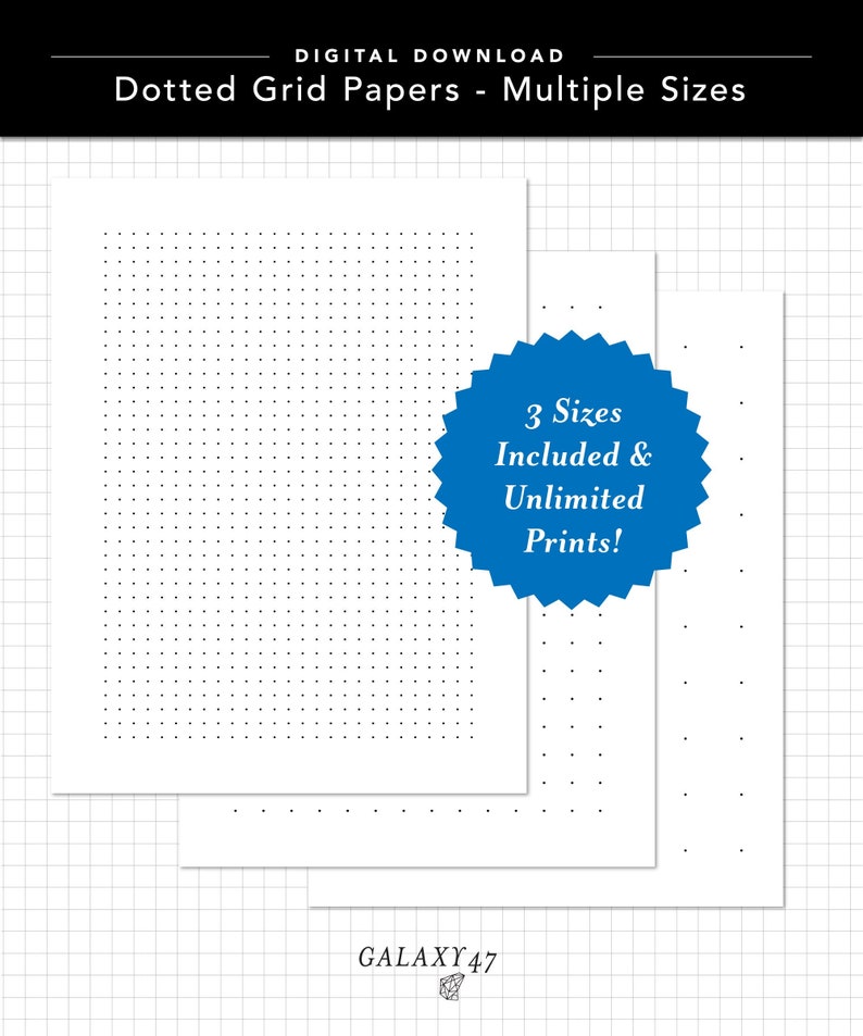 Dotted Grid Paper Digital Download PDF With Multiple Grids for - Etsy