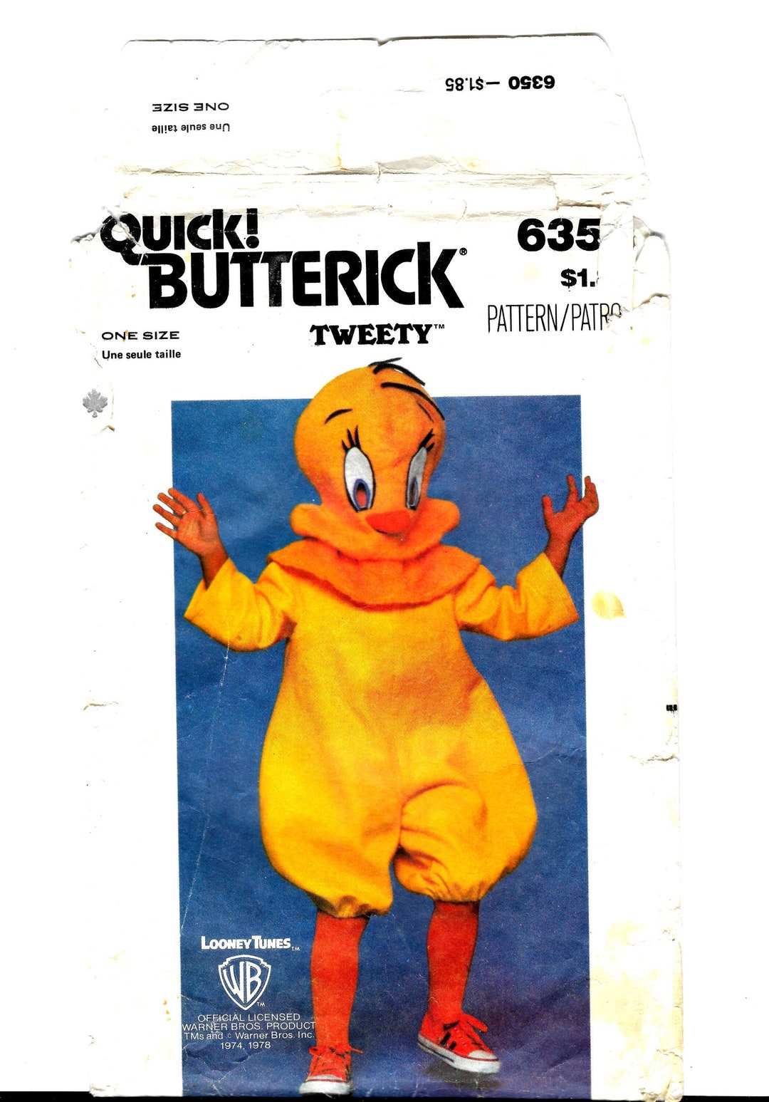 Butterick 6350 Tweety Bird Costume & Mask Pattern Looney Tunes ...
