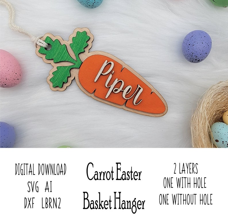 Easter Carrot Name Tag SVG Cut File - Carrot Easter Basket Hanger ...