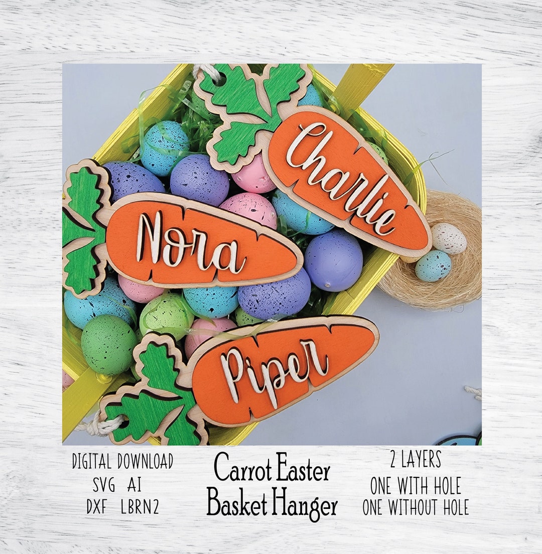 Easter Carrot Name Tag SVG Cut File - Carrot Easter Basket Hanger ...