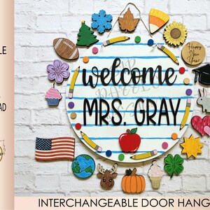 Classroom Door Interchangeable Sign Svg, Teacher Name Welcome Door ...