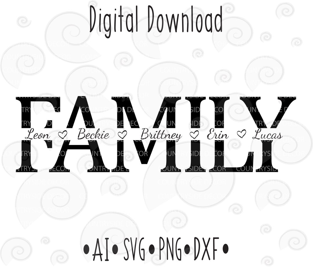 Family Split Monogram Svg - Family Cut File - Family Outline - Split ...