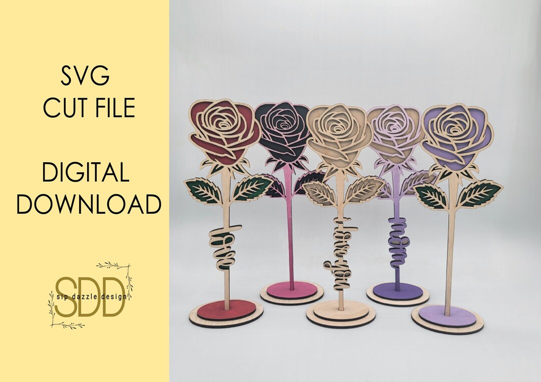 Rose Laser SVG Cut File, Digital Laser Cut File, Sweet Mother's Day ...