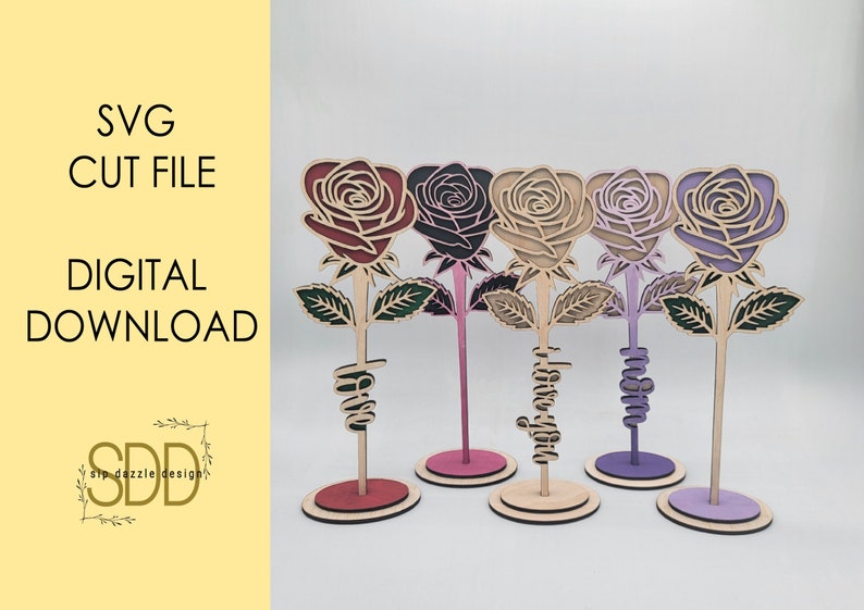 Rose Laser SVG Cut File, Digital Laser Cut File, Sweet Mother's Day ...