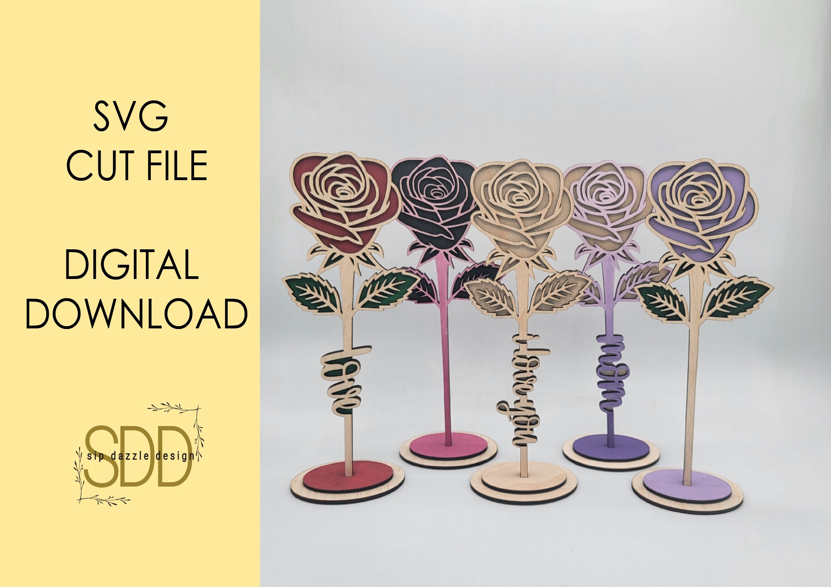 Rose Laser SVG Cut File, Digital Laser Cut File, Sweet Mother's Day ...