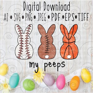 Easter Sports Peeps for Boys Digital Download - Easter Bunny Friends ...