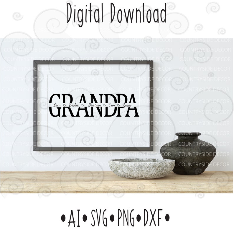Grandpa Split Monogram Svg - Grandpa Cut File - Family Outline - Split ...