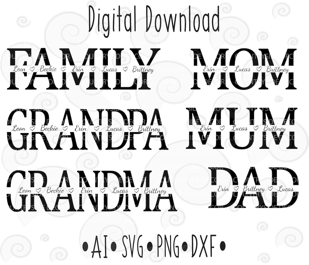 Family Split Monogram Svg Bundle - Mom Split Svg - Mum Split Svg - Dad ...