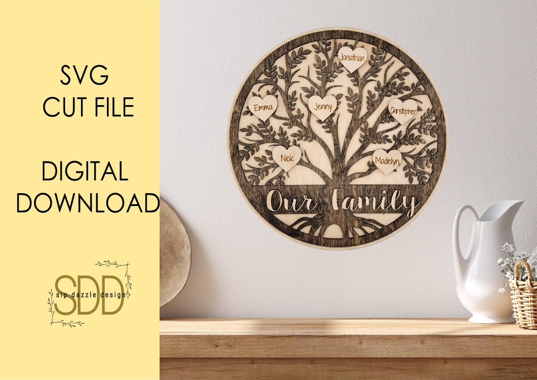 Family Tree Laser Cut Digital File, Our Family Tree With Roots SVG ...