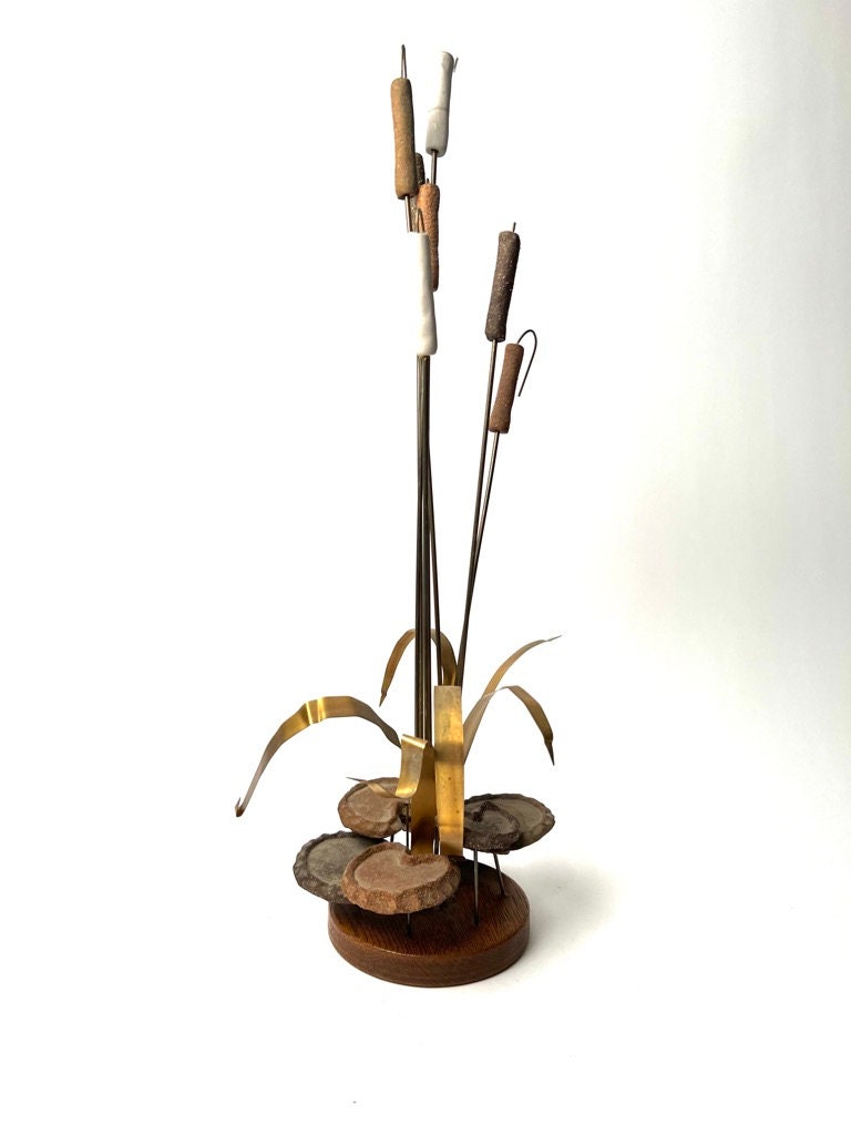 Midcentury Brass Sculpture of Cattails by Winifred Cole - Etsy