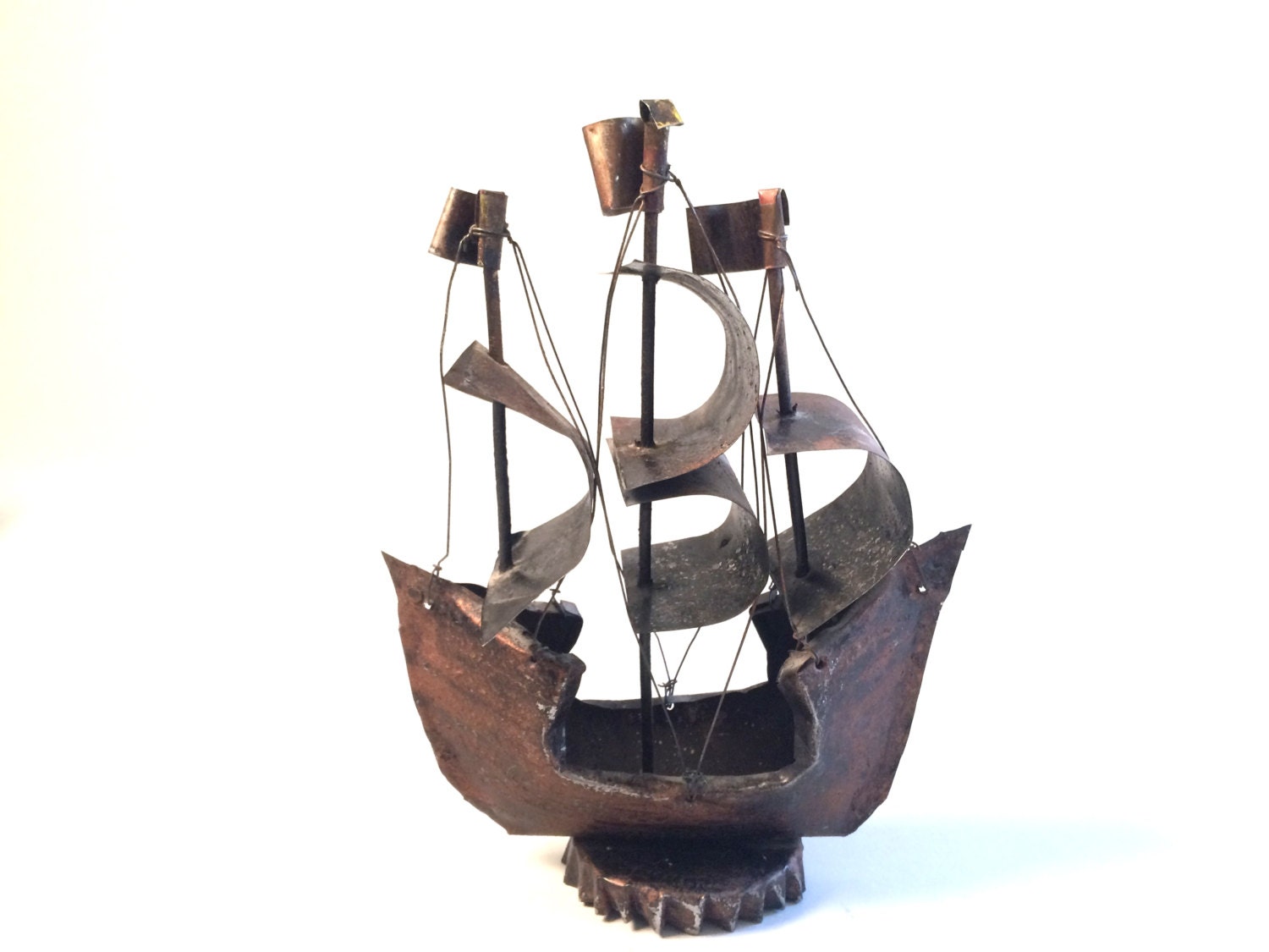 Brutalist Metal Copper Brass Tin Ship - Etsy