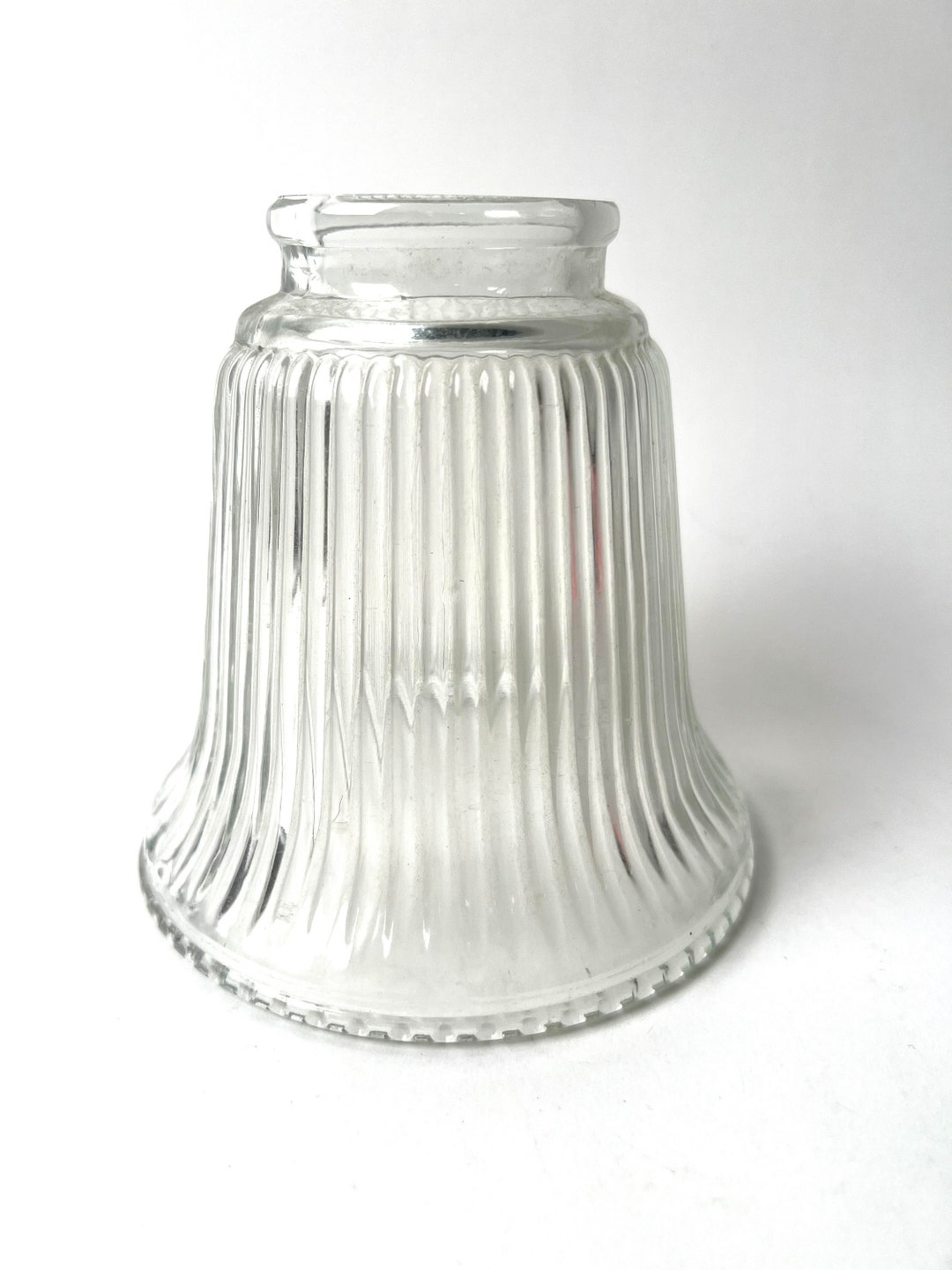 Vintage Bell Shaped Glass Lamp Shade/pendant With Ribbed Detail - Etsy