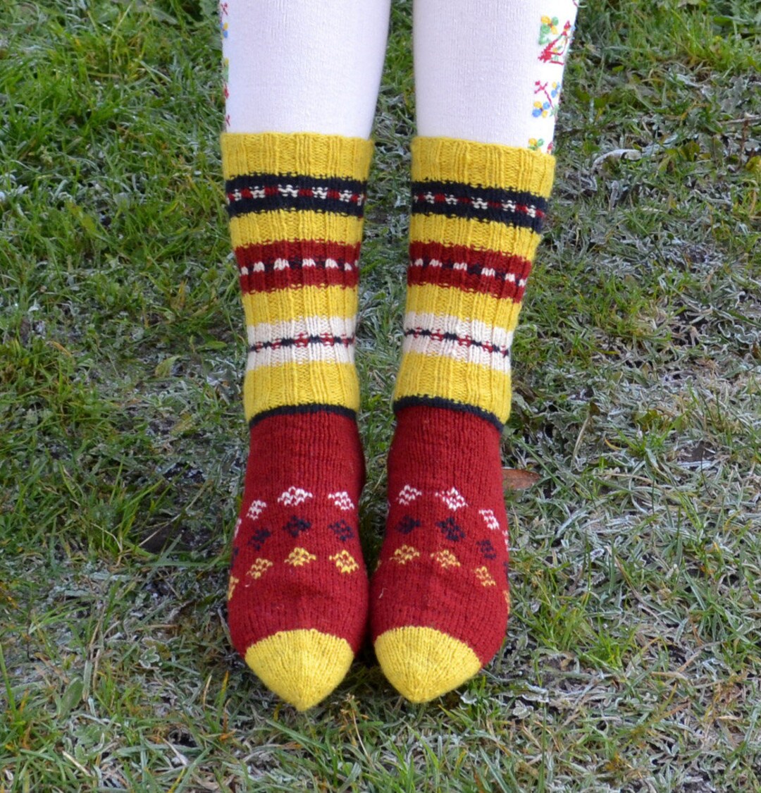 Colourful Hand-knitted Socks for Women 100% Pure Wool - Etsy