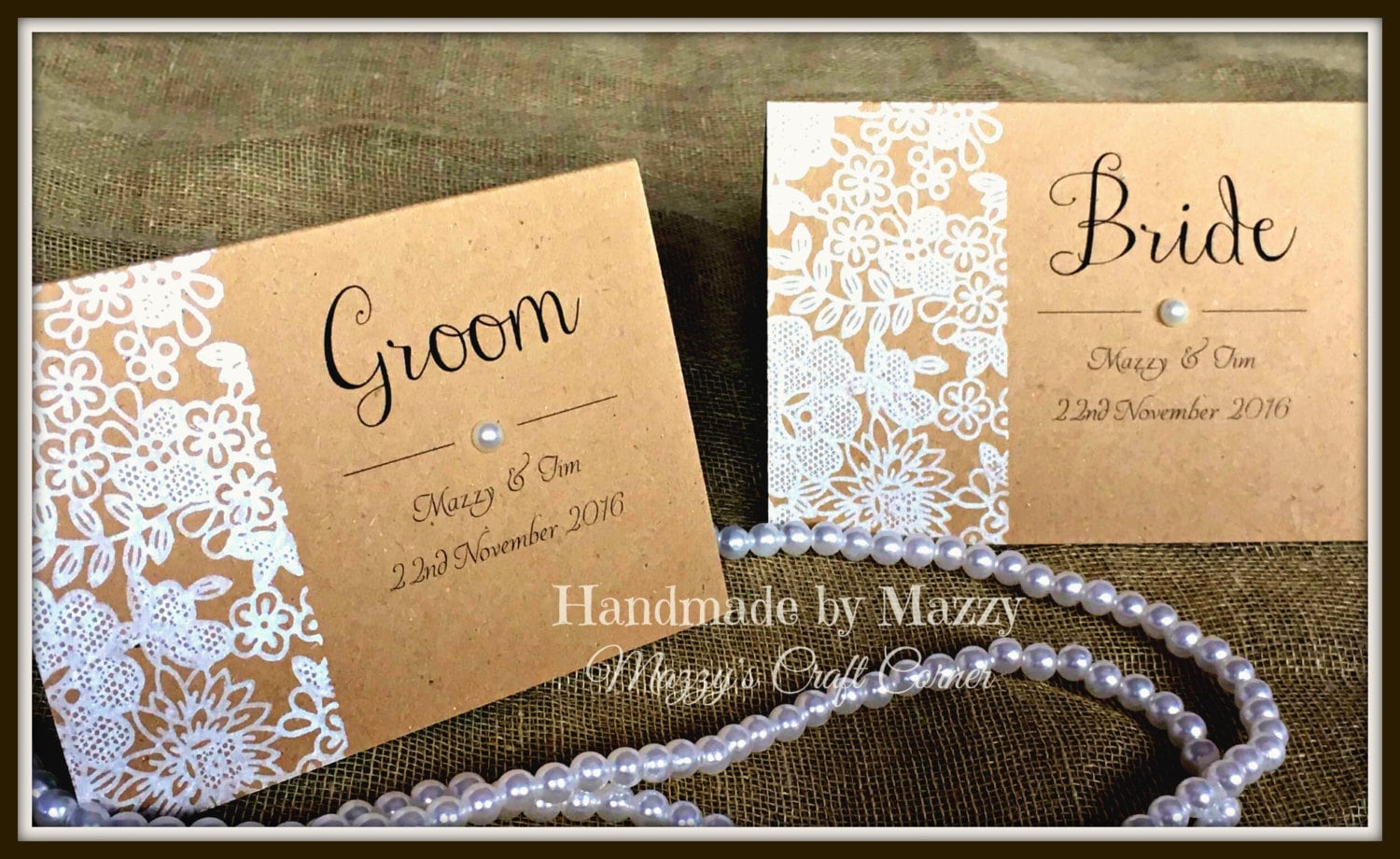 10 X Vintage Elegant Wedding Table Place Cards With Lace and Ribbon - Etsy