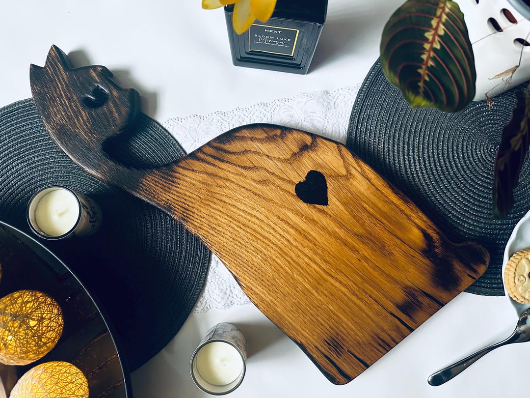 Handcrafted Cat Shape Wooden Board Chopping Board Charcuterie Board ...