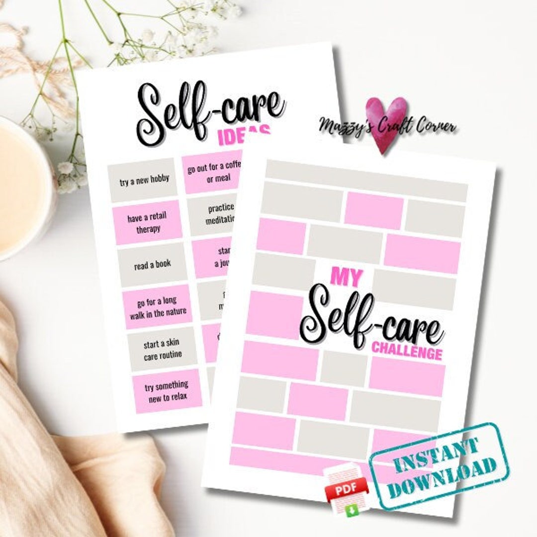 Self Care Challenge and Ideas Printable Digital Download Self-love ...