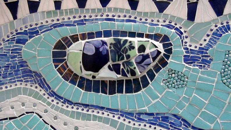 Blue Mosaic Mosaic Art Mixed Media Glass Mosaic Mosaic on Wood Drop of ...