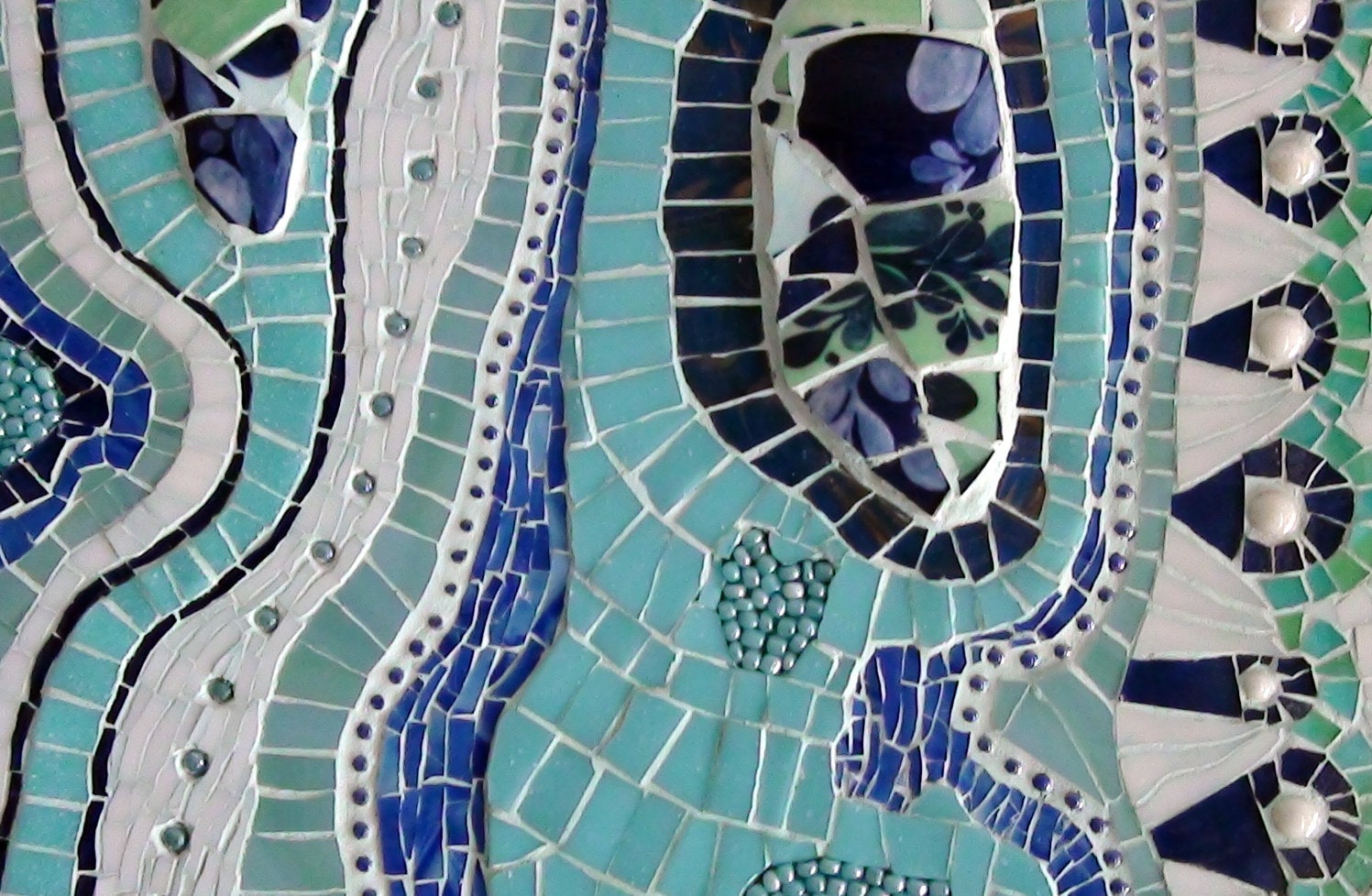 Blue Mosaic Mosaic Art Mixed Media Glass Mosaic Mosaic on Wood Drop of ...