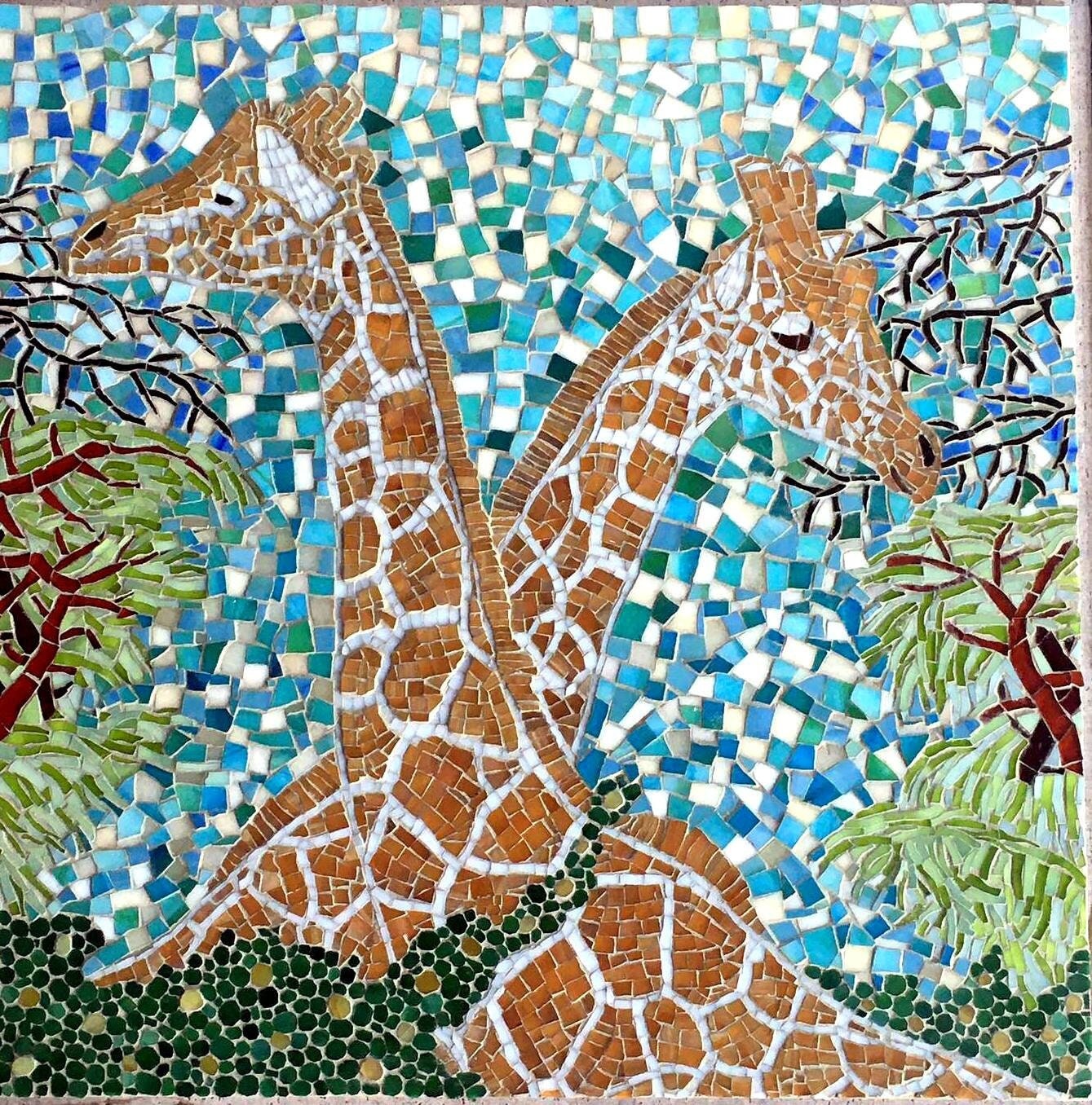 Giraffes - Mosaic for Wall - Mosaic - Animal - Homemade - Glass Art - Etsy