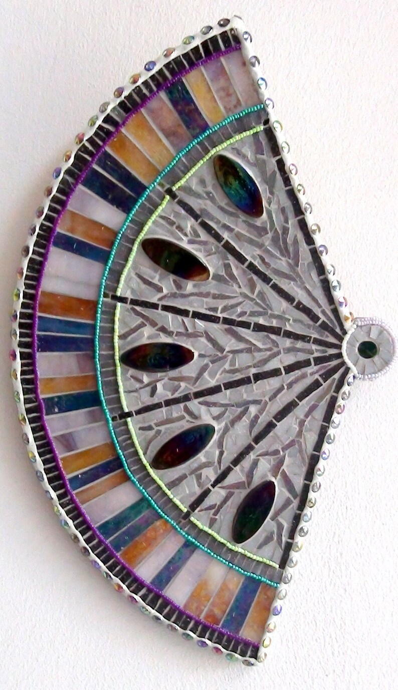 Iridescent Glass Mosaic Wall Fan - Decorative Hanging Wall Art - Etsy