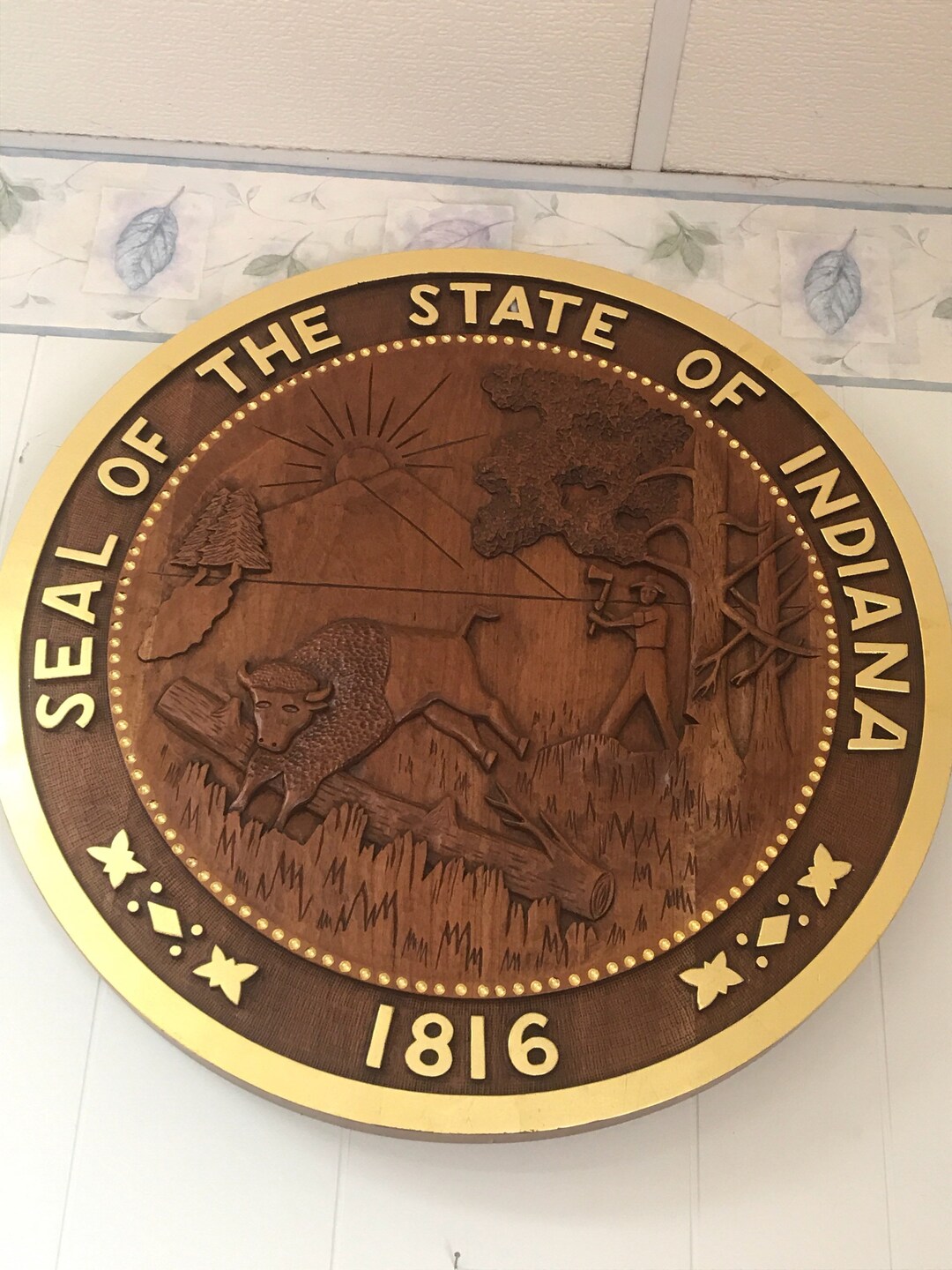 Hand Carved Indiana State Seal - Etsy