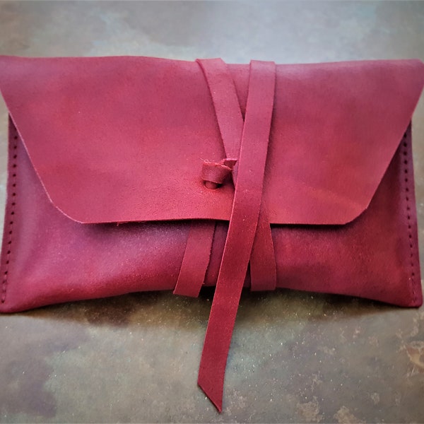 Red Leather Clutch - Etsy